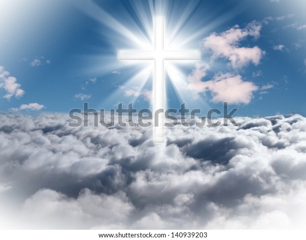 Cross Sky Light Rays On Bright Stock Illustration 140939203