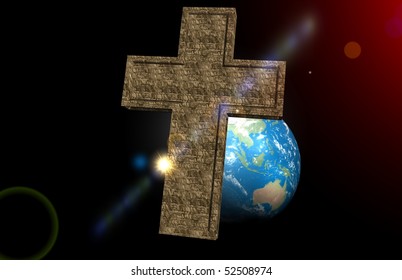 Cross Space Front Earth Reflection Lens Stock Illustration 52508974 ...