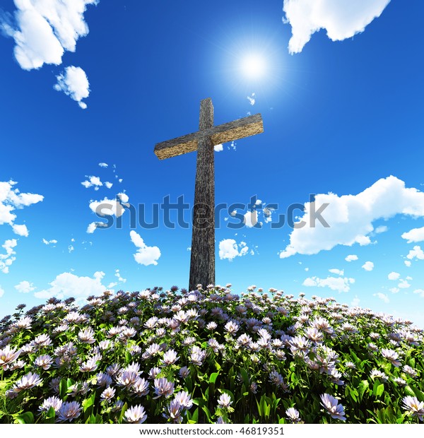 Cross Surrounded By Flowers 库存插图 46819351 | Shutterstock