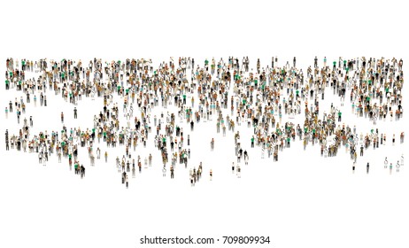 Crowd On White Background Large Crowd Stock Illustration 709811053