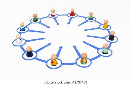 People Standing Around Circle Connecting Each Stock Vector (Royalty ...