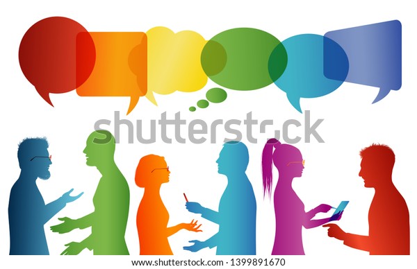 Crowd Talking Communication Between Group People Stock Illustration ...