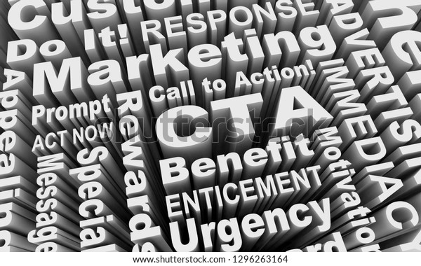 Cta Call Action Words Collage 3d Stock Illustration 1296263164 ...