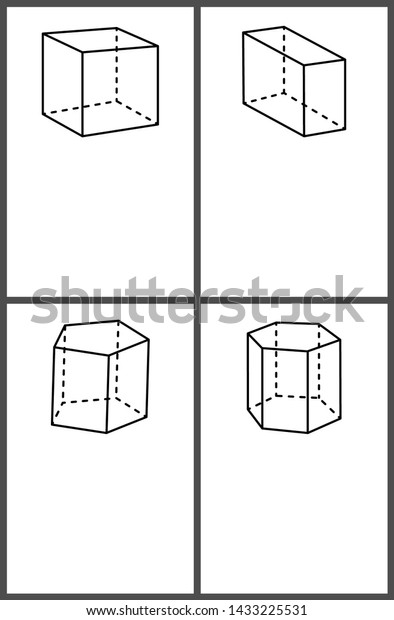 Cube Cuboid Pentagonal Hexagonal Prisms Raster Stock Illustration ...
