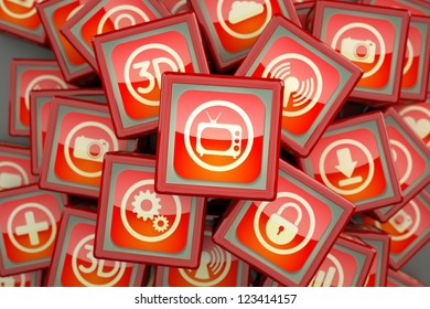 Cubes Icons Inside Apps Concept Stock Illustration 123434755