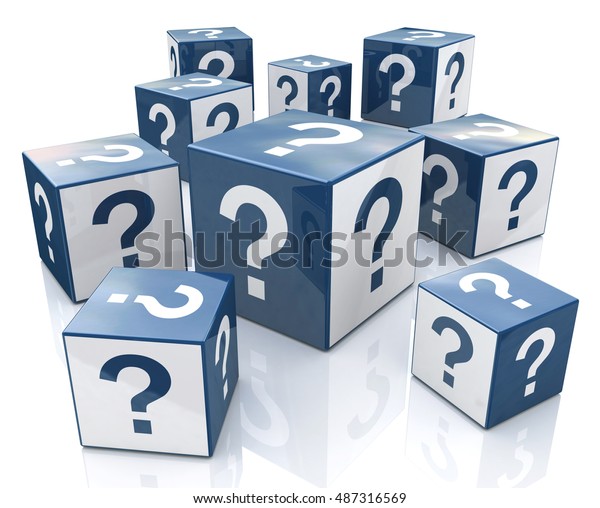 Cubes avec des points d'interrogation dans : illustration de stock ...