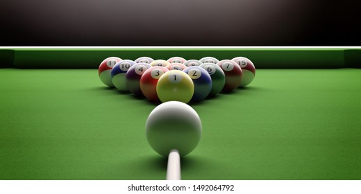 Cue Ball Billiard Table Pool Balls Stock Illustration 1492064792 ...