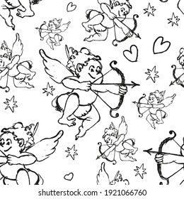 Cupid Sketch Vector Illustration Outline Transparent 库存矢量图（免版税 ...