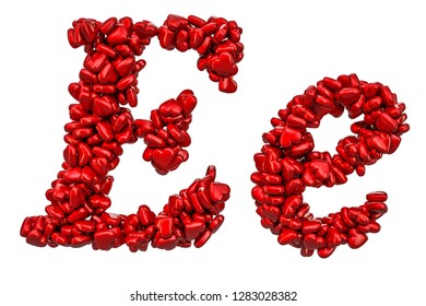 Cursive Letter E Red Hearts Capital Stock Illustration 1283028382