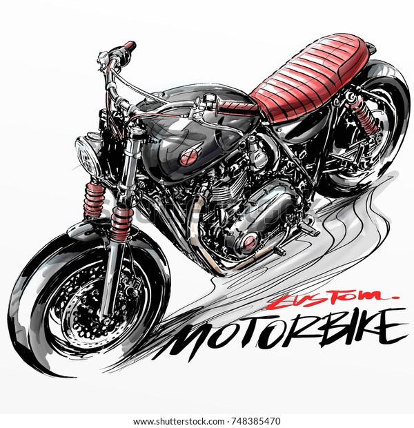 Custom Motorcycle Poster Stock Illustration 748385470
