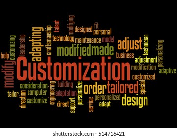 Customization Word Cloud Concept On Black Stock Illustration 514716421 ...