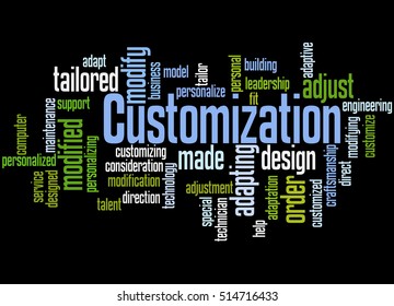 Customization Word Cloud Concept On Black Stock Illustration 514716433 ...