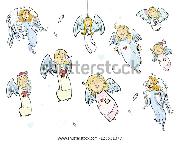 Cute Angels Bitmap Set Stock Illustration 123531379 | Shutterstock