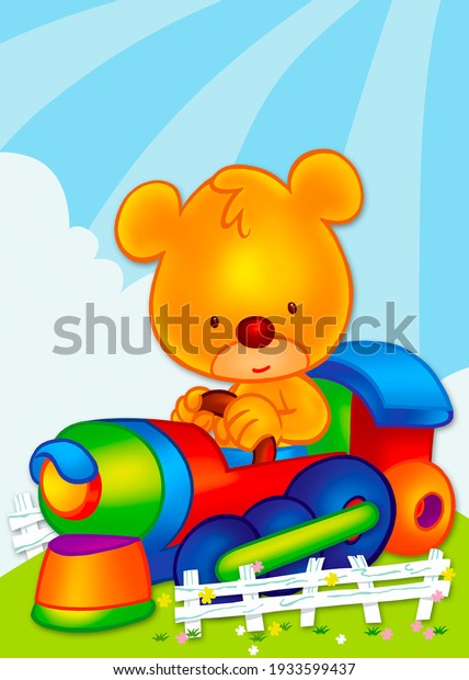 Cute Bear Riding Train Stock Illustration 1933599437 | Shutterstock