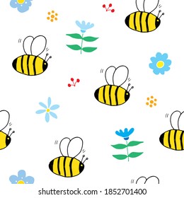 Cute Bee Seamless Pattern Cartoon Hand Stock Illustration 1832540482 ...