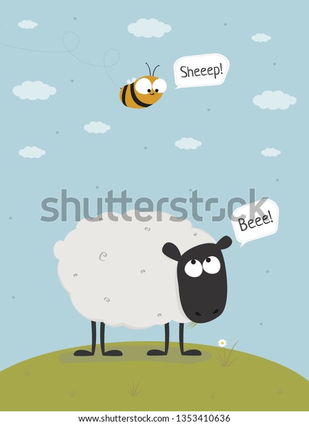 Cute Bee Sheep Stock Illustration 1353410636 | Shutterstock