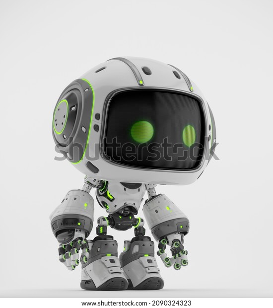 Cute Bot Digital Screenface 3d Rendering Stock Illustration 2090324323 ...
