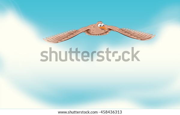 Cute Cartoon Eagle Flying High Clouds Stock Illustration 458436313 ...