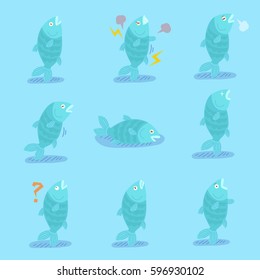 Cute Cartoon Fish Do Different Emotions Stock Illustration 596930102 ...