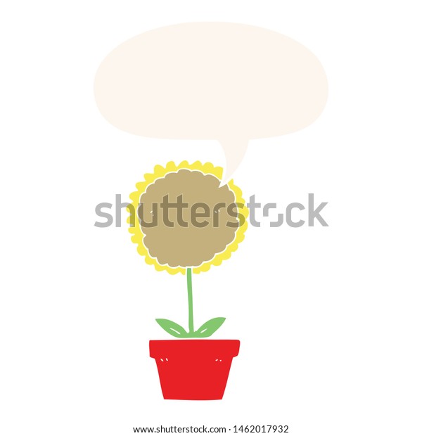 Cute Cartoon Flower Speech Bubble Retro Stock Illustration 1462017932 ...