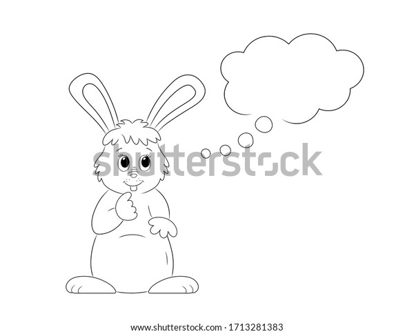 Cute Cartoon Rabbit Thinking Bubble Black Stock Illustration 1713281383 ...
