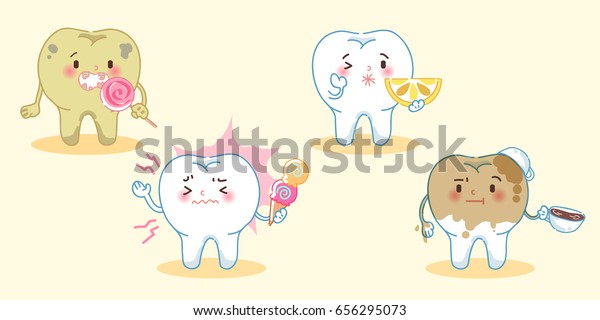 Cute Cartoon Tooth Different Teeth Problems Stock Illustration ...