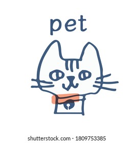 Cute Cat Face Text Stock Illustration 1809753385