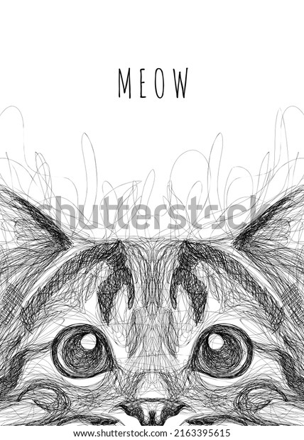 Cute Cat Scribble Art Cat Lovers Stock Illustration 2163395615 ...