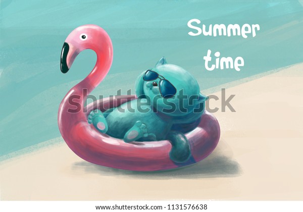 Cute Cat Sunbathing Stock Illustration 1131576638 | Shutterstock