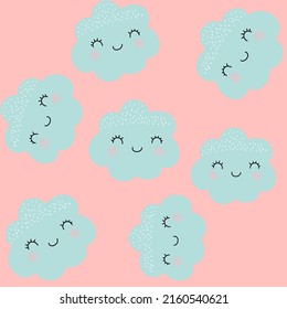 Cute Cloud Sticker Seamless Pattern Mixedwallpapers Stock Illustration ...
