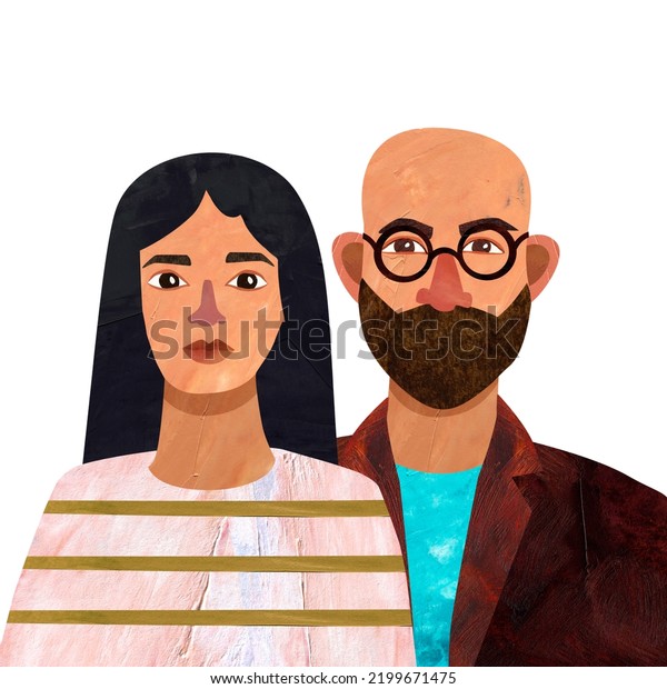 Cute Couple Illustration Man Woman Love Stock Illustration 2199671475