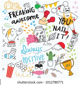 Cute Doodle Collage Background Stock Illustration 1012780771