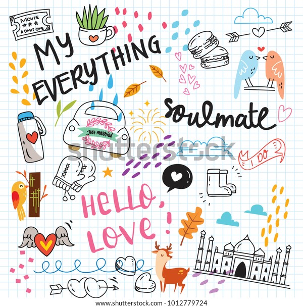 Cute Doodle Collage Background Stock Illustration 1012779724 | Shutterstock