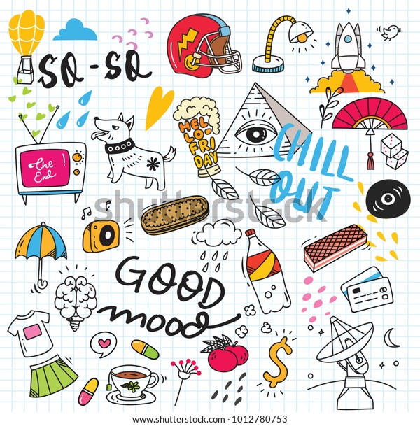 Cute Doodle Collage Background Stock Illustration 1012780753 | Shutterstock