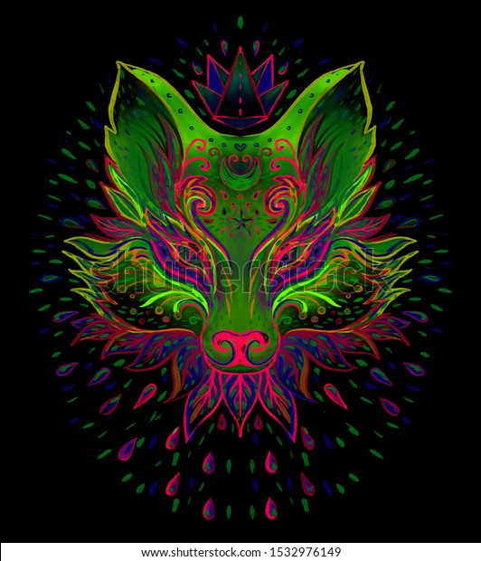 Cute Fox Face Over Psychedelic Ornate Stock Illustration 1532976149