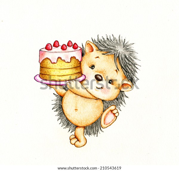 Cute Hedgehog Cake Stock Illustration 210543619 | Shutterstock