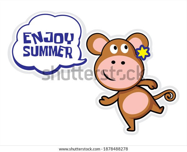 Cute Monkey Cartoon Image Poster Advertising Stock Illustration ...
