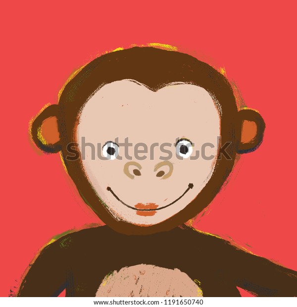 Cute Monkey Texture Illustration Isolated Prints Stock Illustration ...