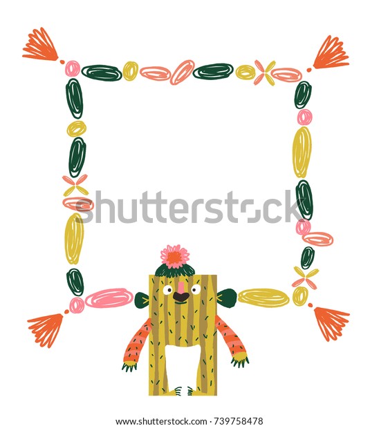 Cute Monster Characters Frame Border Place Stock Illustration 739758478 ...