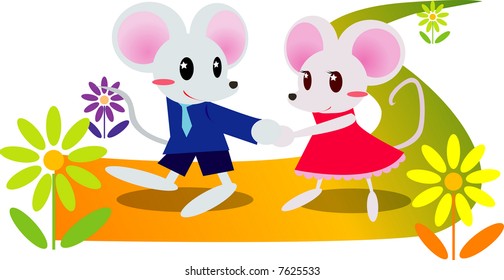Cute Mouse Couple Stock Vector (Royalty Free) 7625530 | Shutterstock