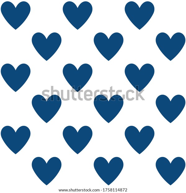 Cute Pattern Navy Blue Hearts White Stock Illustration 1758114872 ...