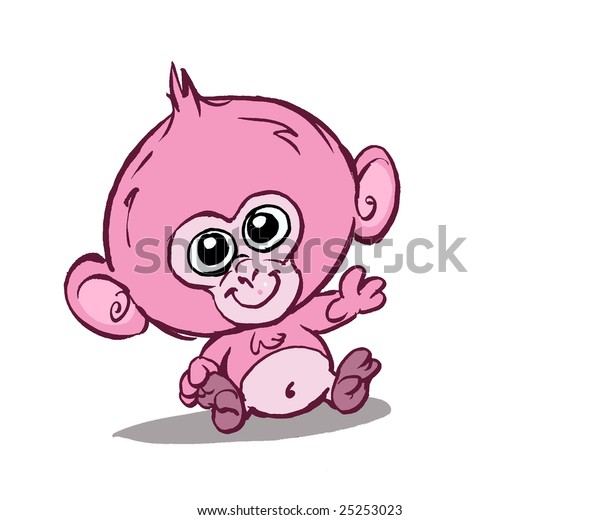 Cute Pink Monkey Stock Illustration 25253023