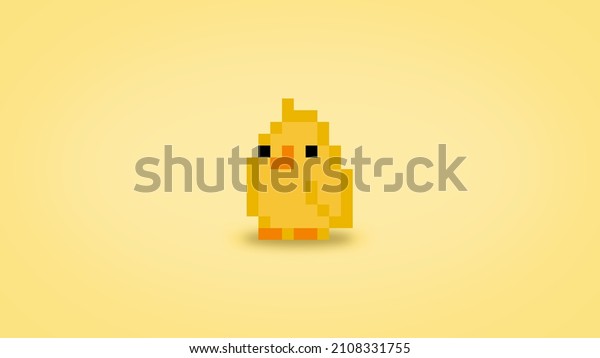 Cute Pixel 8 Bit Chick Background: стоковая иллюстрация, 2108331755 ...