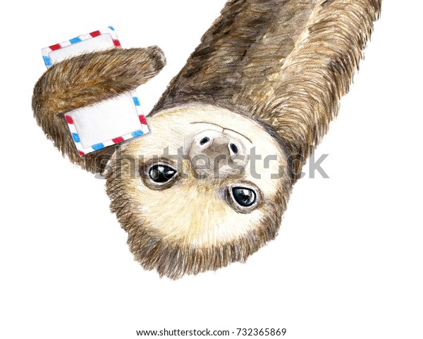 Cute Postal Sloth Bringing Mail Letters Stock Illustration 732365869 ...