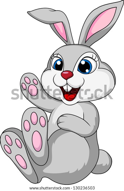 Cute Rabbit Cartoon Sitting Stock Illustration 130236503