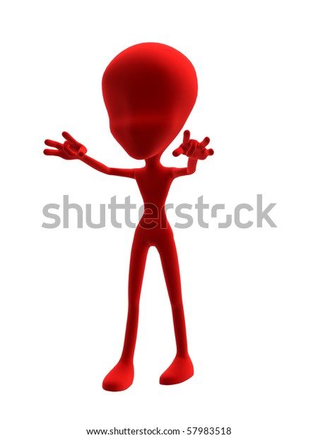 Cute Red Alien Creature Calming Crowd Stock Illustration 57983518 ...