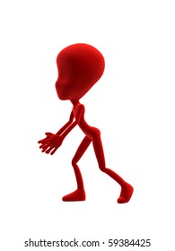 Cute Red Alien Running Stock Illustration 59384356