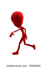 Cute Red Alien Running Stock Illustration 59384356