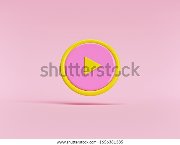 Cute Round Play Button Isolated On Stock Illustration 1656381385 ...