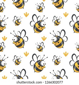 Cute Seamless Bee Pattern Stock Illustration 1266302077 | Shutterstock